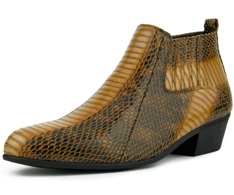 Adder Cognac by Bolano | Snake Print Boots – Just Men's Shoes
