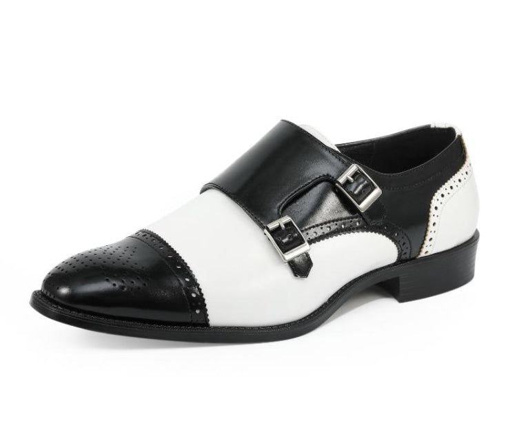 White and Black Monk Strap Shoes | Winston | Just Mens Shoes – Just Men ...
